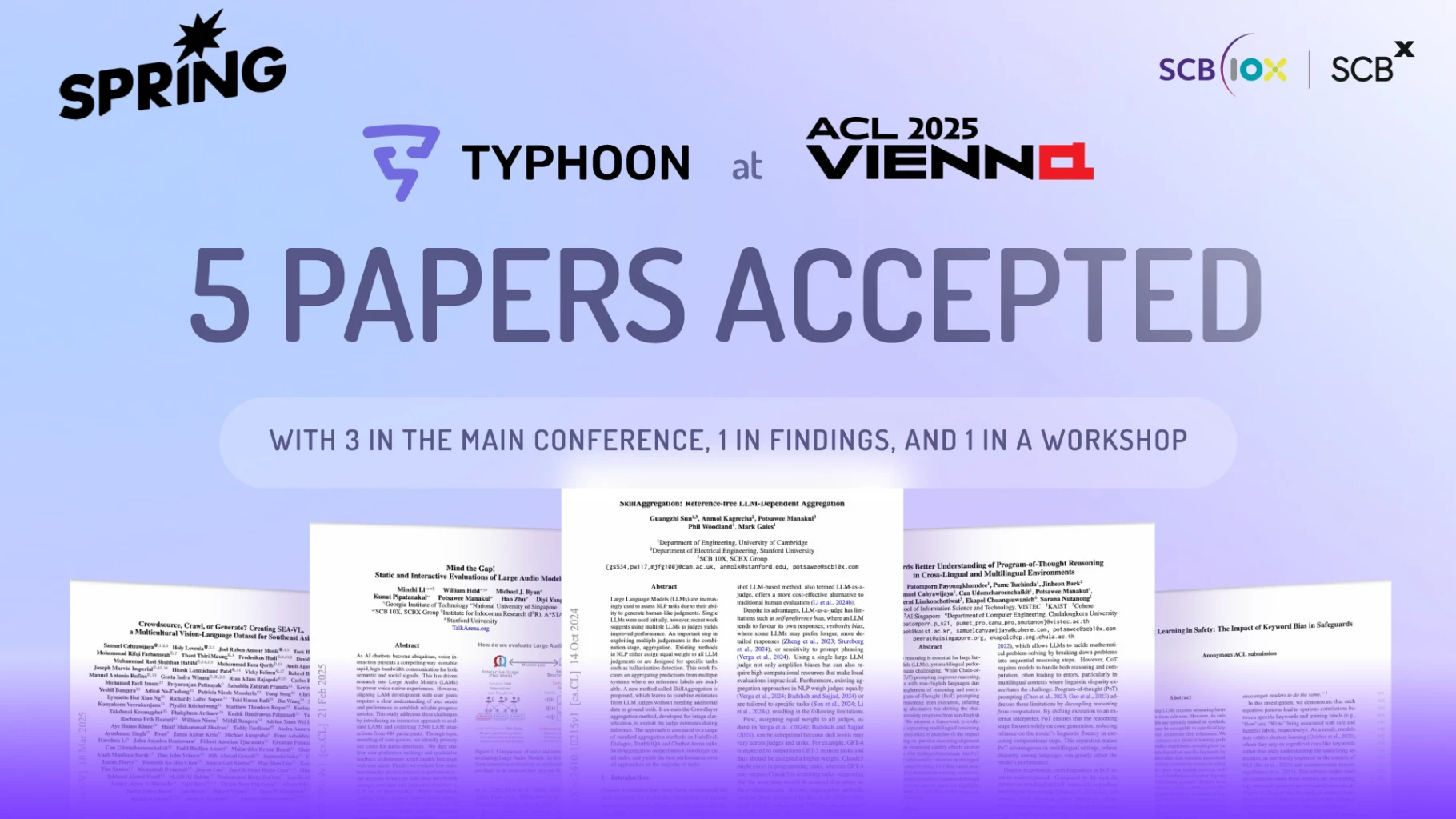 ทีมวิจัย Typhoon ส่ง 5 ผลงานวิจัยร่วมด้าน AI สู่เวทีงานวิจัยแนวหน้า